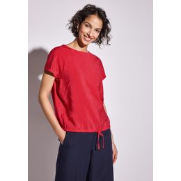 Street One Damen T-Shirt, rot, Gr. 34, unifarben, Stoff, Vorderseite: 84% Modal, 16% Polyester; R&uuml;ckseite: 95% Viskose, 5% Elasthan, Shirts, mit