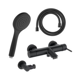 Fortis Wannenset mit Armatur, Handbrause mit 1 Strahlart, Brausehalter, Brauseschlauch, 7811100MB+5318500MB+53162125MB+15505MB,