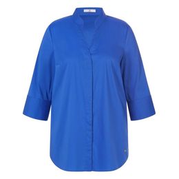 Emilia Lay - Long-Bluse, blau, Gr. 56 / 3XL - Baumwolle