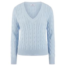 Peter Hahn - V-Pullover, blau, Gr. 46 / L - Baumwolle