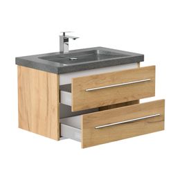 Posseik Badmöbel Granit G654 YAMO 75cm 1 Hahnloch SoftClose weiß hochglanz