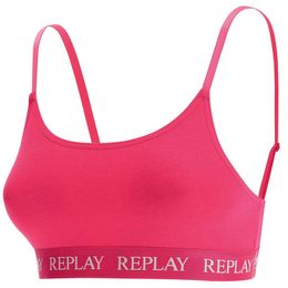Bustier Replay "LADY CASUAL BRALETTE", Damen, Gr. M, N-Gr, pink (fuchsia), Obermaterial: 50% Viskose, 45% Baumwolle, 5% Elasthan, unifarben, BHs Bustier, mit verstellbaren Spagettitr&auml;ger