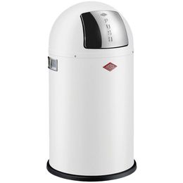 Mülleimer Wesco "Pushboy Junior", weiß (weiß matt), B:35cm H:63cm T:35cm, Stahlblech, Mülleimer, Abfallsammler 22 Liter