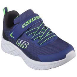 Sneaker Skechers "MICROSPEC II", Kinder, Gr. 28, bunt (navy, limette), Synthetik, Textil, Schuhe, Freizeitschuh mit Klettverschluss, Größenschablone zum Download
