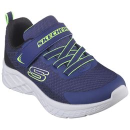 Sneaker Skechers "MICROSPEC II", Mädchen, Gr. 30, bunt (navy, limette), Synthetik, Textil, Schuhe, Freizeitschuh mit Klettverschluss, Größenschablone zum Download