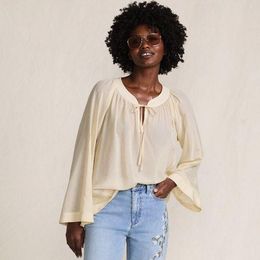 LANDS' END Langarm-Bluse aus Voile, Damen,  Beige, Baumwoll-Mischung/Viskose-Mischung, by Lands' End