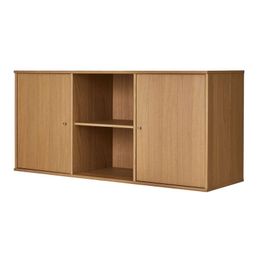 Sideboard &raquo;Mistral, Hochwertig Schrank, h&auml;ngend/stehend montierbar&laquo; mit zwei T&uuml;ren, B: 133 cm, anpassungsbar Designm&ouml;bel braun Massivholz, Spanplatte