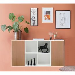 HAMMEL FURNITURE Sideboard »Mistral Kubus« mit Türen, Wandmontage/stehend, Breite: 136 cm Weiß/Eiche Weiß pigmentiert
