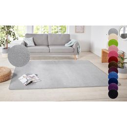 Hanse Home Teppich &raquo;Shashi&laquo; rechteckig 8,5 mm H&ouml;he Kurzflor, Unifarben, L&auml;ufer, weich, Esszimmer, Kinderzimmer, Flur silber Kunstfaser