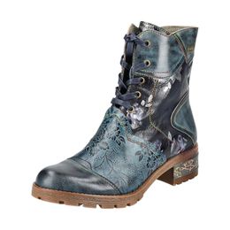 Laura Vita Schnürstiefelette »Stiefelette Leder/Textil« Blau 42 42 Verschluss: Schnürung