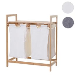 Mendler W&auml;schesammler HWC-B83, Laundry W&auml;schesortierer W&auml;schekorb W&auml;schebeh&auml;lter, Bambus 2 F&auml;cher 74x64x33cm 60731