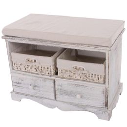 Mendler Sitzbank Kommode mit 2 K&ouml;rben 42x62x33cm, Shabby-Look, Vintage ~ Variantenangebot 30440