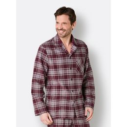 wäschepur men Herren Schlafanzug-Shirt, burgund-steingrau-kariert, Größe 44/46