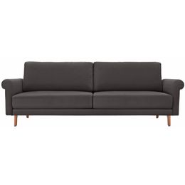 2-Sitzer "CR.450, Designsofa, Loungesofa", braun (graubraun 534, 49), B:168cm H:85cm T:95cm, NaturLEDER OSKAR (echtes Rindsleder);Chenille COCO (72% Polyester 15% Baumwolle 13% Polyacryl), CREATION BY ROLF BENZ, Sofas, modern Landhaus, F&uuml;&szlig;e in Nussbaum, Breite 168 cm