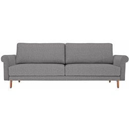 2-Sitzer "CR.450, Designsofa, Loungesofa", grau (lichtgrau, schwarzgrau 044, 34), B:168cm H:85cm T:95cm, NaturLEDER OSKAR (echtes Rindsleder);Chenille COCO (72% Polyester 15% Baumwolle 13% Polyacryl), CREATION BY ROLF BENZ, Sofas, modern Landhaus, F&uuml;&szlig;e in Nussbaum, Breite 168 cm