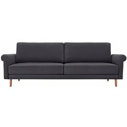 2-Sitzer "CR.450, Designsofa, Loungesofa", schwarz (signalschwarz 534, 58), B:168cm H:85cm T:95cm, NaturLEDER OSKAR (echtes Rindsleder);Chenille COCO (72% Polyester 15% Baumwolle 13% Polyacryl), CREATION BY ROLF BENZ, Sofas, modern Landhaus, F&uuml;&szlig;e in Nussbaum, Breite 168 cm