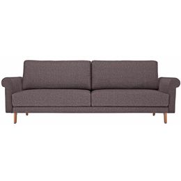 2-Sitzer "CR.450, Designsofa, Loungesofa", lila (purpurviolett, steingrau 044, 69), B:168cm H:85cm T:95cm, NaturLEDER OSKAR (echtes Rindsleder);Chenille COCO (72% Polyester 15% Baumwolle 13% Polyacryl), CREATION BY ROLF BENZ, Sofas, modern Landhaus, F&uuml;&szlig;e in Nussbaum, Breite 168 cm