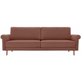 2-Sitzer "CR.450, Designsofa, Loungesofa", braun (signalbraun 534, 44), B:168cm H:85cm T:95cm, NaturLEDER OSKAR (echtes Rindsleder);Chenille COCO (72% Polyester 15% Baumwolle 13% Polyacryl), CREATION BY ROLF BENZ, Sofas, modern Landhaus, F&uuml;&szlig;e in Nussbaum, Breite 168 cm