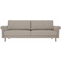 2-Sitzer "CR.450, Designsofa, Loungesofa", bunt (graubeige, natur 044, 20), B:168cm H:85cm T:95cm, NaturLEDER OSKAR (echtes Rindsleder);Chenille COCO (72% Polyester 15% Baumwolle 13% Polyacryl), CREATION BY ROLF BENZ, Sofas, modern Landhaus, F&uuml;&szlig;e in Nussbaum, Breite 168 cm