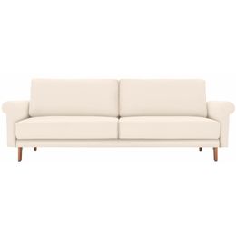 2-Sitzer "CR.450, Designsofa, Loungesofa", wei&szlig; (perlwei&szlig; 534, 12), B:168cm H:85cm T:95cm, NaturLEDER OSKAR (echtes Rindsleder);Chenille COCO (72% Polyester 15% Baumwolle 13% Polyacryl), CREATION BY ROLF BENZ, Sofas, modern Landhaus, F&uuml;&szlig;e in Nussbaum, Breite 168 cm