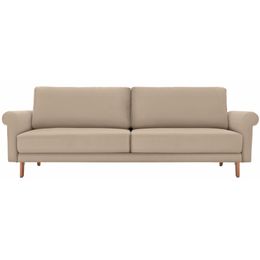 2-Sitzer "CR.450, Designsofa, Loungesofa", beige (beige 534, 20), B:168cm H:85cm T:95cm, NaturLEDER OSKAR (echtes Rindsleder);Chenille COCO (72% Polyester 15% Baumwolle 13% Polyacryl), CREATION BY ROLF BENZ, Sofas, modern Landhaus, F&uuml;&szlig;e in Nussbaum, Breite 168 cm