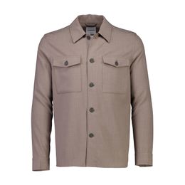 Hemdjacke LINDBERGH, Herren, Gr. XXL, deep sand mel, Web, Obermaterial: 65% Polyester, 31% Viskose, 4% Elasthan, unifarben, l&auml;ssig geschnitten h&uuml;ftbedeckend, Rundhals, 1-Knopf-Manschette, Jacken, mit 2 Brusttaschen