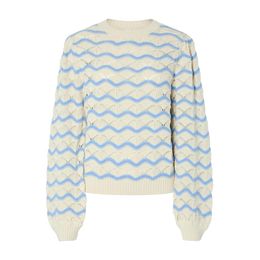 Y.A.S YAS Pullover 'YASVIMA' Damen Gr&ouml;&szlig;e S ecru / hellblau