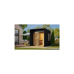 Karibu 73 mm Saunahaus Isidora inkl. Saunaofen mit eingebauter Steuerung 9 kW naturbelassen oder schwarz