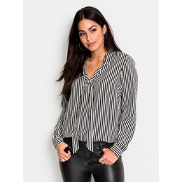WITT Damen Gestreifte Bluse mit schmaler Schluppe, schwarz-wei&szlig;-gestreift, Gr&ouml;&szlig;e 38