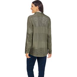 CR&Eacute;ATION L Damen Strickjacke mit Ajour-Muster khaki Gr&ouml;&szlig;e 40