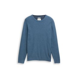 Tom Tailor Herren Strickpullover aus Baumwolle, blau, Meliert, Gr. S