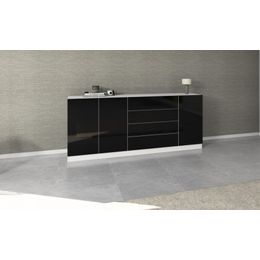 borchardt Möbel Sideboard BORCHARDT MÖBEL, B:190cm H:79cm T:35cm, schwarz, Holzwerkstoff, Wohnzimmer, Sideboards, "Vaasa", Breite 190 cm