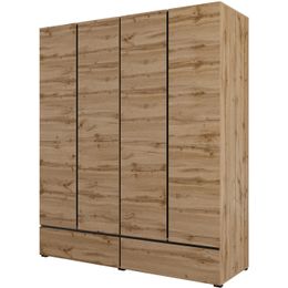 Drehtürenschrank Home Affaire, B:180cm H:210cm T:59,5cm, braun, FSC-zertifizierter Holzwerkstoff, Melamin, Metall, Schränke, "Cross, moderner