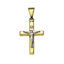 Vivance Damen Kettenanh&auml;nger "333 Gold zweifarbig Motiv Kreuz", one-size, Gold, 0,3 g, bunt, Gold, Schmuckanh&auml;nger