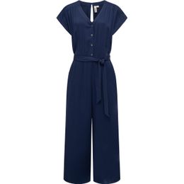 Ragwear Damen Jumpsuit "Glina", blau, Gr. XL, 100% Viskose, Overalls, Langer Damen Overall mit Bindegürtel an der Taille