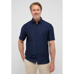Eterna Herren Kurzarmhemd "MODERN FIT", blau, Gr. 40, Twill, 59% Baumwolle, 41% Leinen, Hemden, EASY IRON (bügelleicht)