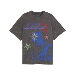 Trainingsshirt Puma "LaMelo Star Vision Graphic T-Shirt Herren", Herren, Gr. L, grau (dusky gray), Obermaterial: 100% Baumwolle; Rippe: 29% Polyester, 71% Baumwolle, clean, oversize, Rundhals, Shirts