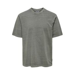 Only & Sons ONLY & SONS Herren Rundhalsshirt "ONSDISTRESS RLX SS TEE", grau, Gr. S, unifarben, Jersey, Obermaterial: 100% Baumwolle, Shirts