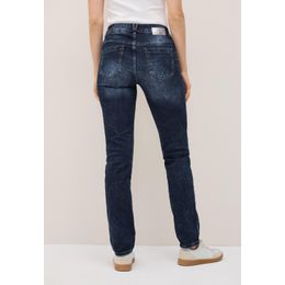 Cecil Damen Slim-fit-Jeans, blau, Gr. 34, unifarben, Jeans, 83% Baumwolle, 15% Polyester, 2% Elasthan, Jeans, High Waist