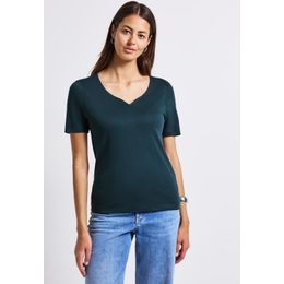 Street One Damen T-Shirt, blau, Gr. 36, unifarben, Web, 50% Baumwolle, 50% Modal, Shirts, im soften Baumwoll-Mix