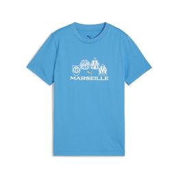 Puma M&auml;dchen T-Shirt "Olympique de Marseille FtblCulture T-Shirt Jugendliche", blau, Gr. 128, Obermaterial: 100% Baumwolle; Rippe: 25% Polyester, 75%