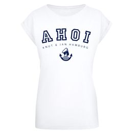 F4NT4STIC Damen T-Shirt "PLUS SIZE Ahoi Knut & Jan Hamburg", wei&szlig;, Gr. XXL, Obermaterial: 100% Baumwolle, Shirts, Print