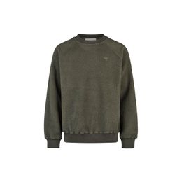 Cleptomanicx Herren Sweatshirt "Crewneck Flaneur", gr&uuml;n, Gr. M, bestickt, 100% Polyester, Sweatshirts, mit lockerem Schnitt