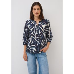 Chiffonbluse Cecil, Damen, Gr. S (38), blau (urban dunkelblau), Web, 100% Baumwolle, bedruckt, normal normal, V-Ausschnitt, elastischer Bund, Blusen Chiffonbluse, mit allover Print