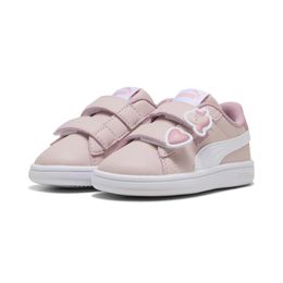 Sneaker Puma "Smash 3.0 Badges Sneakers Mädchen", Mädchen, Gr. 21, weiß (mauve mist weiß pink), Obermaterial: Synthetik, Textil; Futter: Textil; Innensohle: Textil; Laufsohle: Gummi, Schuhe Sneaker