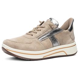 Ara Damen Sneaker "SAPPORO", Gr. 2,5, beige, Glattleder, Veloursleder, Schuhe, Plateausneaker, Schnürschuh in Komfortweite H (= sehr weit)