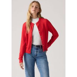Levi's LEVI'S Damen Strickjacke "TARA SUPER SOFT C", rot, Gr. M, unifarben, Strick, Obermaterial: 53% Baumwolle, 32% Polyester, 13% Polyamid, 2% Elasthan,