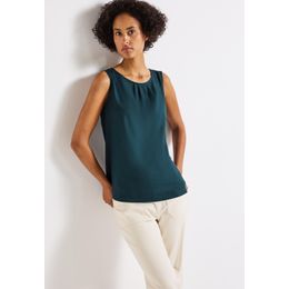 Street One Damen Blusentop, blau, Gr. 44, unifarben, Web, Obermaterial: 100% Viskose, Blusen, mit Raffung