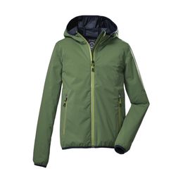 Killtec Jungen Outdoorjacke "KOS 230 BYS JCKT", gr&uuml;n, Gr. 128, Oberstoff: 100% Polyester, Jacken, Packbare, wasserdichte Kinder Jacke mit Kapuze