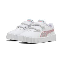 Sneaker Puma "Carina 3.0 Space Belle Sneakers Mädchen", Mädchen, Gr. 21, weiß (weiß pinkscape pink), Obermaterial: Textil, Synthetik; Futter: Textil; Innensohle: Textil; Laufsohle: Gummi, Schuhe
